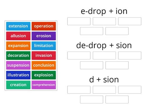 Sort Deriv Suffix Adding Ion E Drop Spell Change Blue Group Sort
