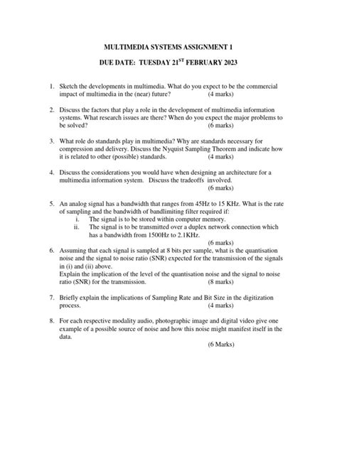 Multimedia Systems Ass1 Feb 2023 Pdf
