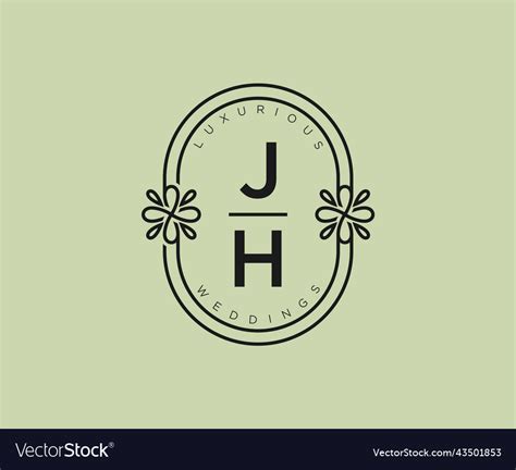 Jh Initials Letter Wedding Monogram Logos Vector Image
