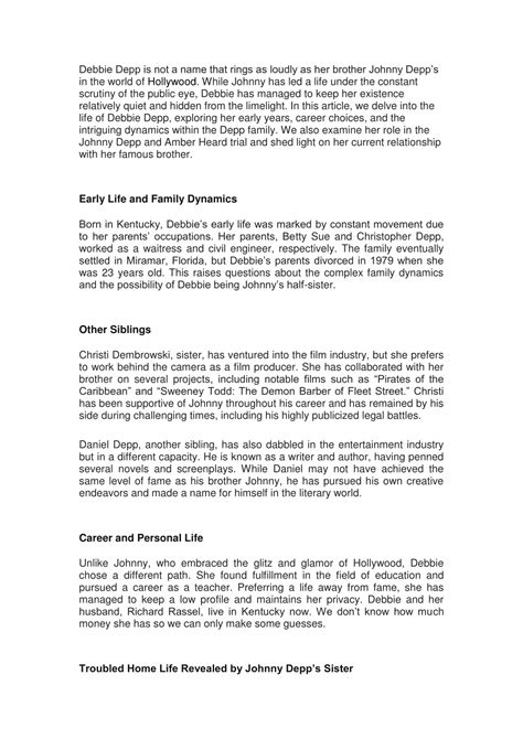 Ppt Meet Debbie Depp Lesser Known Sister Of Johnny Depp Powerpoint