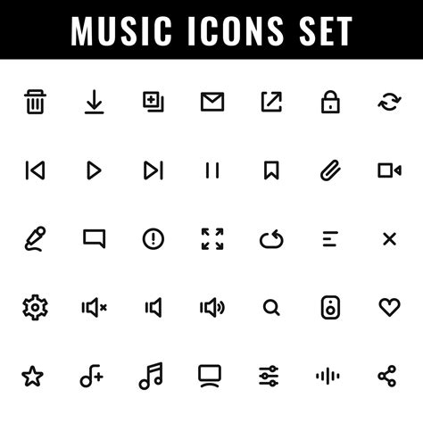 Set Of Minimal Icon Pack For Music Player Vector Art At Vecteezy