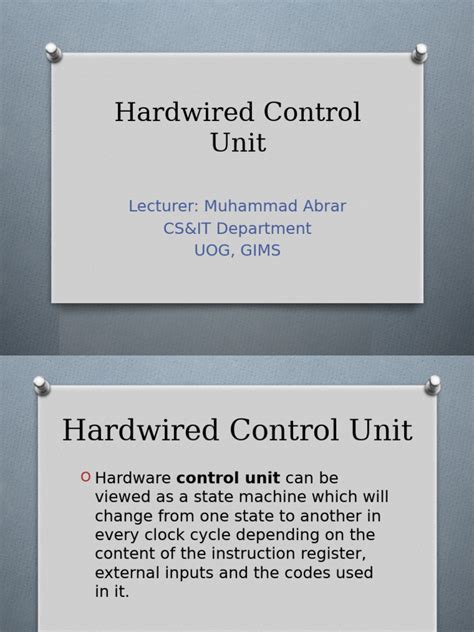 Hardwired Control Unit Pdf