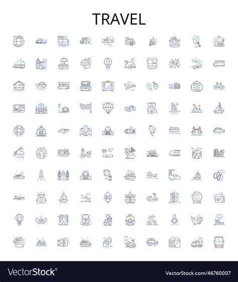 Travel Outline Icons Collection Trip Tour Vector Image
