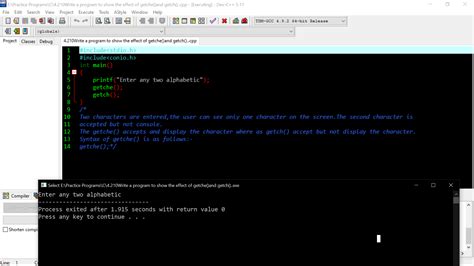 Write A Program To Show The Effect Of Getcheand Getch Nesark Tutorials