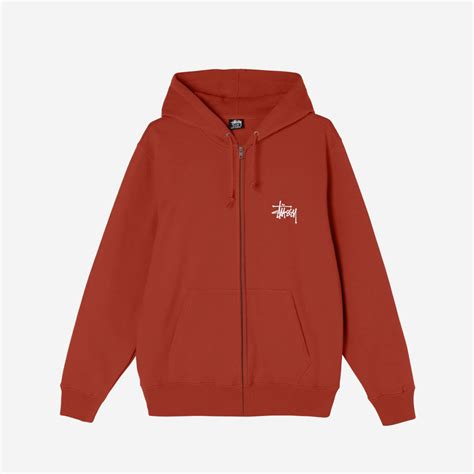 스투시 베이직 스투시 후드 집업 브릭 2021 Stussy Kream