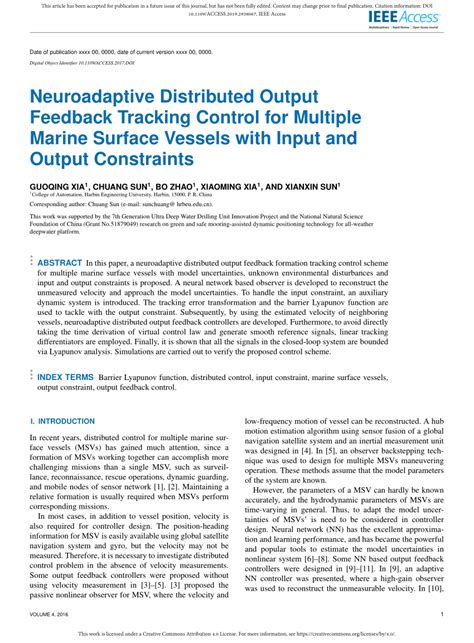 Pdf Neuroadaptive Distributed Output Feedback Tracking Control For Multiple Marine Surface