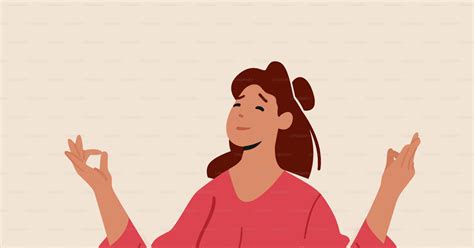 연꽃 자세로 명상하는 여자 홀에서 편안한 여성 캐릭터 요가 명상 선 연습 정신 이완 정서적 균형 및 마음과의 조화 만화