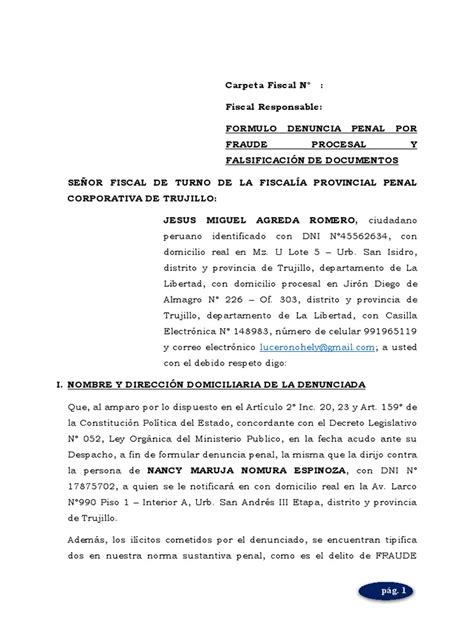 Denuncia Jesus Fraude Procesal Y Falsificacioin De Pdf Derecho