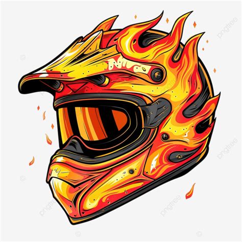 Casco De Motocross Trail En Fuego Mascota Símbolo De Dibujos Animados