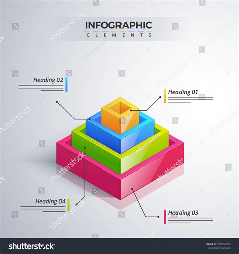 3d Infographic Element Graph Four 4 Stock Vector Royalty Free 728095294
