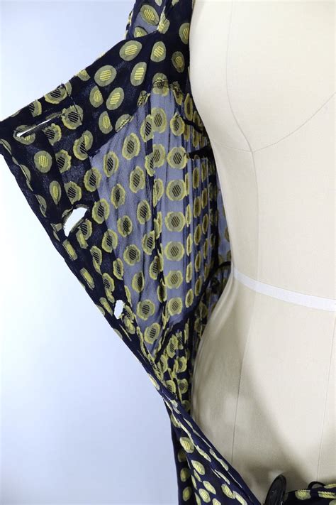 Vintage Navy Blue And Yellow Polka Dot Day Dress Thisbluebird