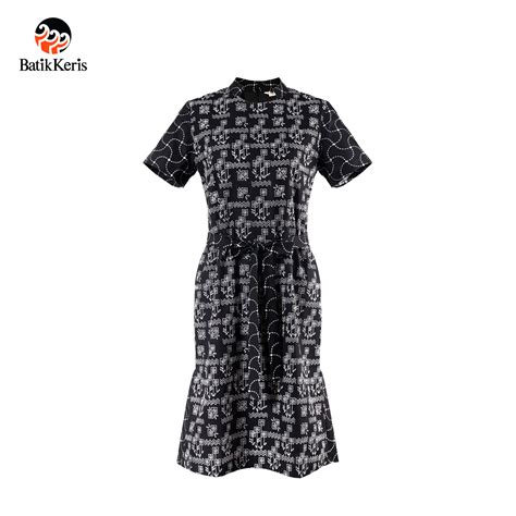Dress Batik Lengan Pendek Motif Ron Sekar Batik Keris Online