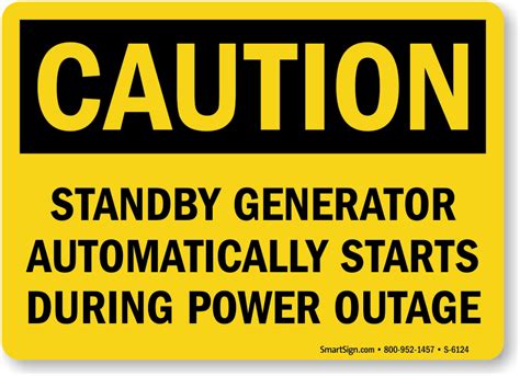 Standby Generator Automatically Starts Power Outage Sign Sku S 6124