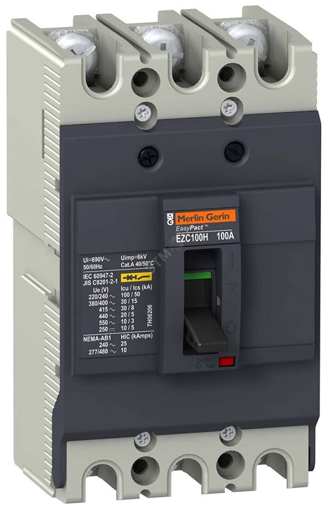 Выключатель автоматический трехполюсный EZC100 30 KA/380В 3Т 50 A ...