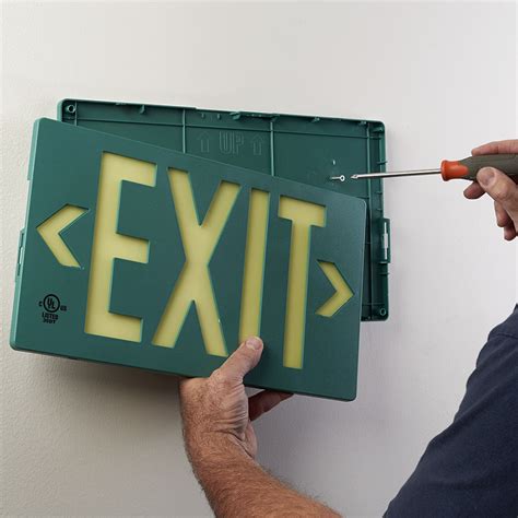 Green Photoluminescent Exit Sign Single Sided FT Viewing Distance