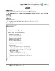 Oop Lab Copy Pdf Object Oriented Programming Lab Lab Objective To Study Control