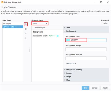 How To Change Style On Hover Ignition User Manual