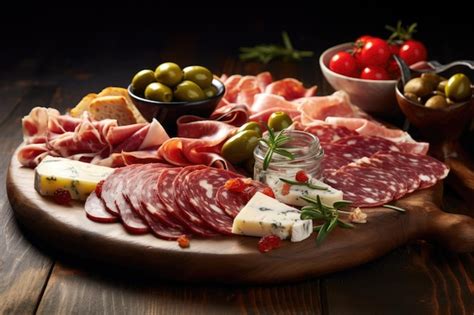 Premium Ai Image Spanish Cured Meat Platter With Assorted Cheeses And