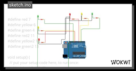 simulasi lampu lalulintas 2 simpang wokwi esp32 stm32 arduino simulator