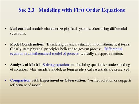 ppt sec 2 3 modeling with first order equations powerpoint