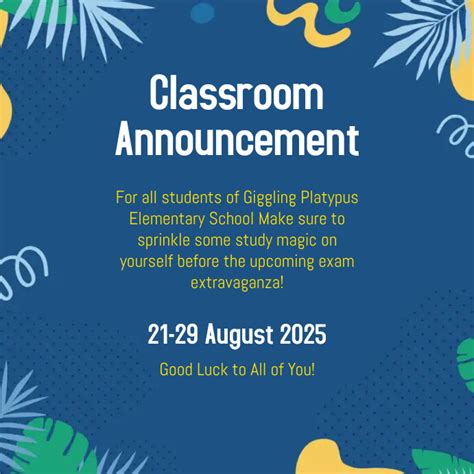 Classroom Announcement Template Postermywall