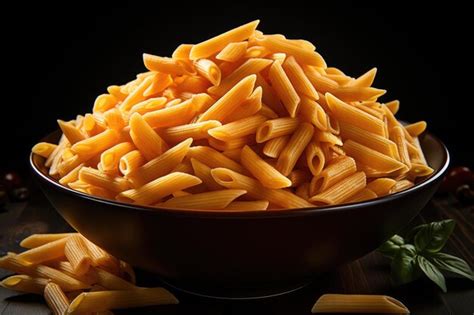 Premium Ai Image Raw Italian Penne Rigate Pasta Generative Ai