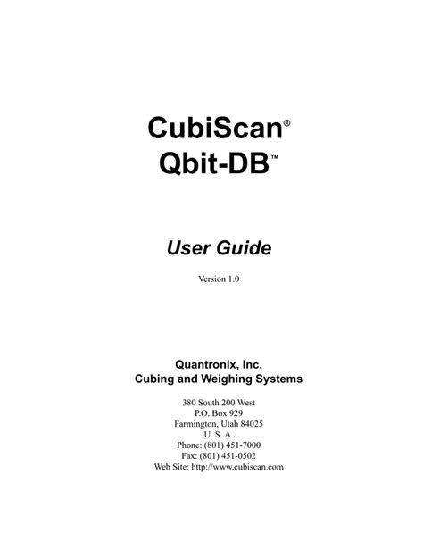 Cubiscan® Qbit Db™ Manualzz