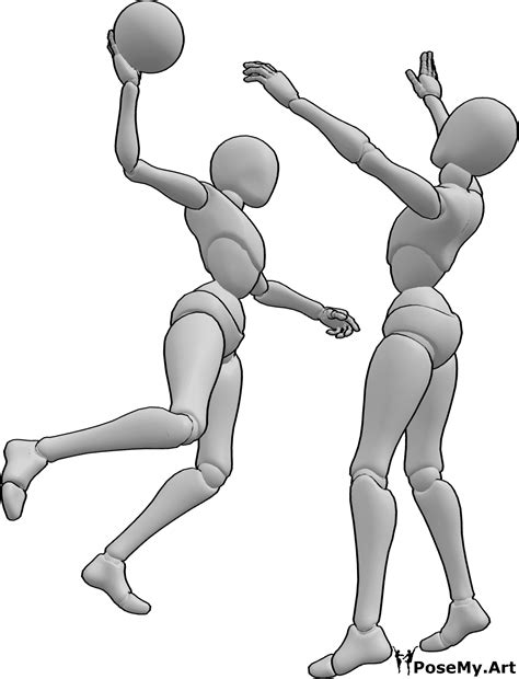 Handball Poses Female Players Passing Pose Posemyart