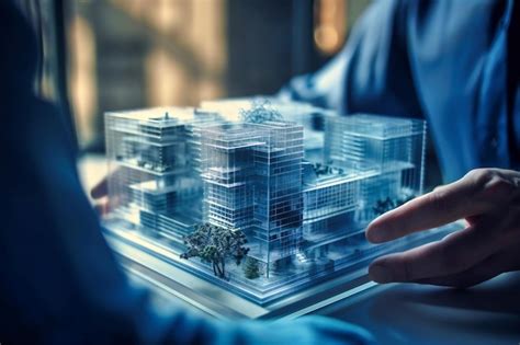 Premium Ai Image A Businessman Holds A 3d Building Model Analyzing Its Architectural Design