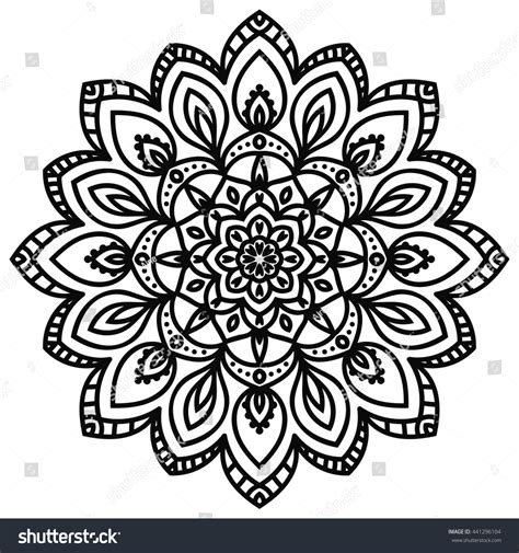 Black Outline Flower Mandala Vintage Decorative Vector De Stock Libre