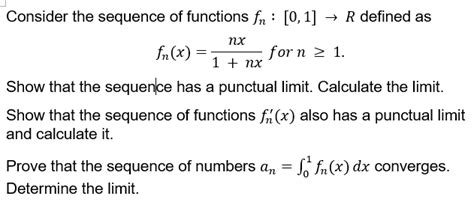 Solved Consider The Sequence Of Functions Fn 01 →r Defined