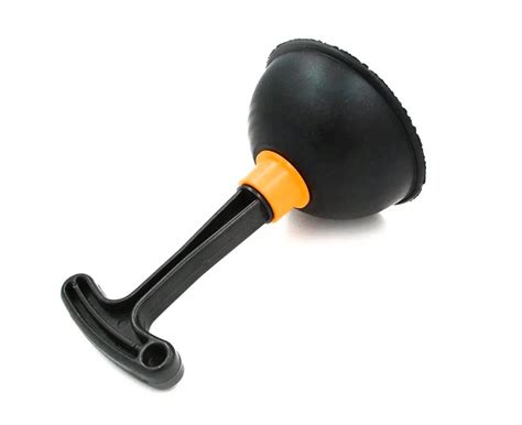 ᐉ Вантуз для туалетів універсальний Brs T подібний для раковини та унітазу 19 см Black Orange