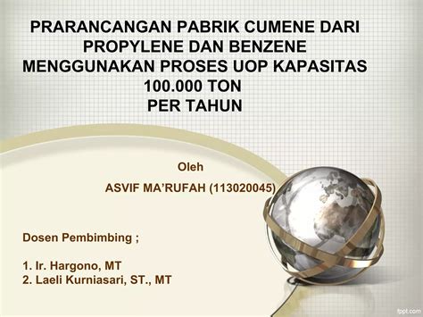 PRA RANCANGAN PABRIK CUMENE PPT