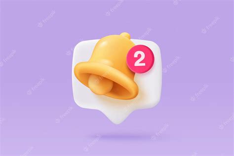 Premium Vector 3d Minimal Notification Bell Icon With Push Bubble Notification Speech On