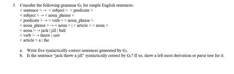 Solved 5 Consider The Following Grammar G1 For Simple Chegg Com