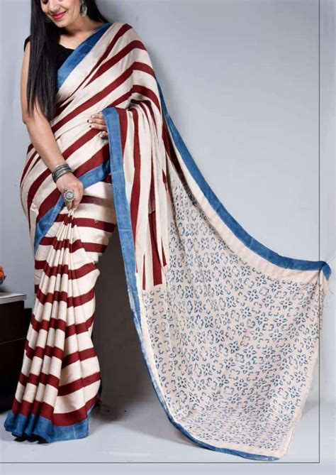 Stripe Pattern Modal Silk Saree Silk Sarees Traditional Fashion Saree