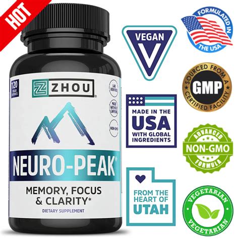 Zhou Neuro Peak Brain Support Supplement Formula Ng Memory Pokus At Kalinawan Dmae