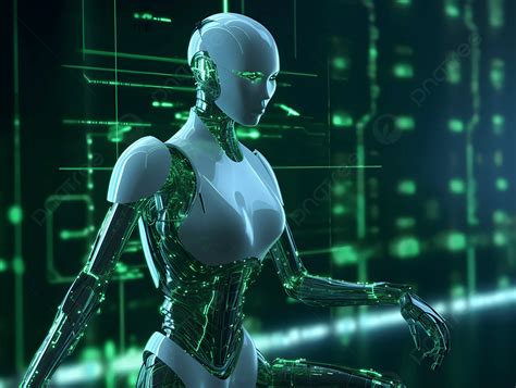 Female High Tech Bionic Robot Big Data Network Advertising Background