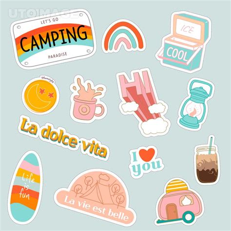 유토이미지 캠핑 스티커 일러스트 세트