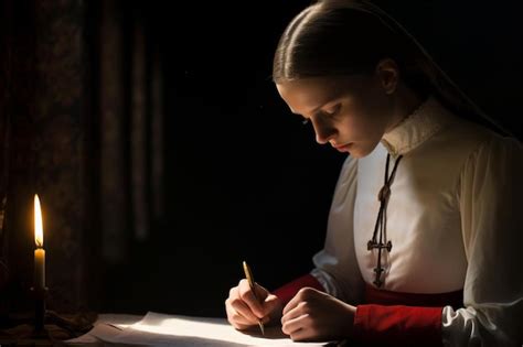 Premium Photo A Young Girl Writes In A Notebook With A Pen