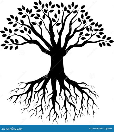 Tree Silhouette Isolated On White Background Stock Vector Illustration Of Element Root