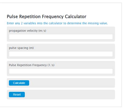 Pulse Repetition Frequency Calculator Calculator Academy