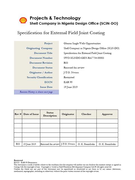 Gen Ra7754 00003 R03 Specification For External Field Joint Coating Pdf Pipe Fluid