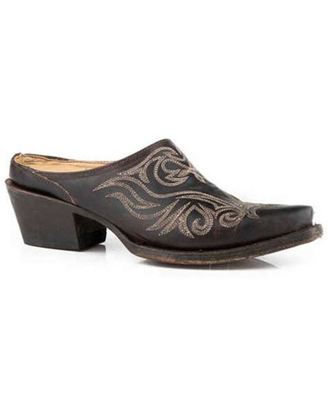 Stetson Womens Adley Western Mules Snip Toe Brown