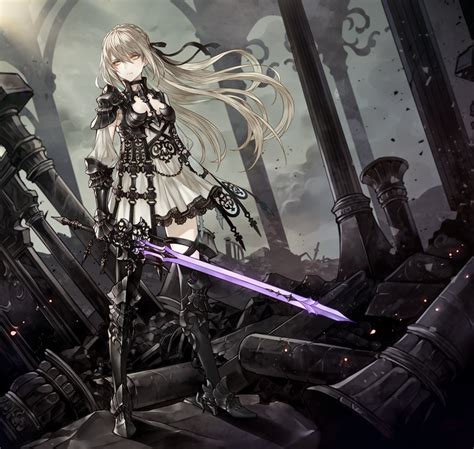 Anime Girls Anime Fantasy Girl Sword Long Hair Hd Wallpaper