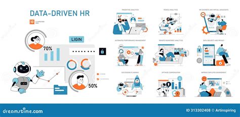 Data Driven Hr Set Vector Stock Vector Illustration Of Scheduling