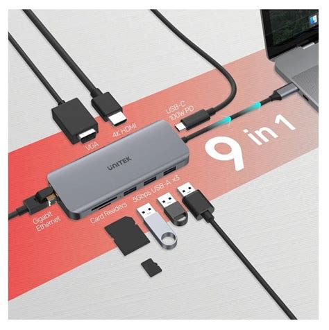 Unitek Uhub N9 Plus Usb C 9 Port Hub D1026b Elive Nz