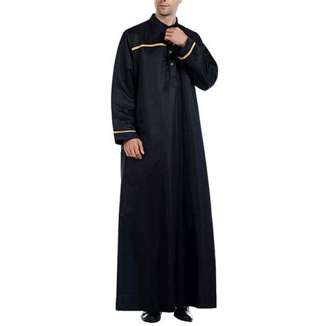 Wodstyle Mens Muslim Saudi Arab Long Sleeve Robe Islamic Jubba