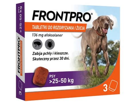 FRONTPRO DOG XL 25 50KG 136MG 3 tabletki dla psów na pchły kleszcze