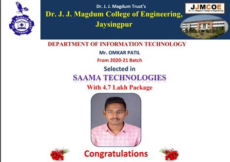 Mr Omkar Patil Selected In Saama Technologies With 47lakh Package